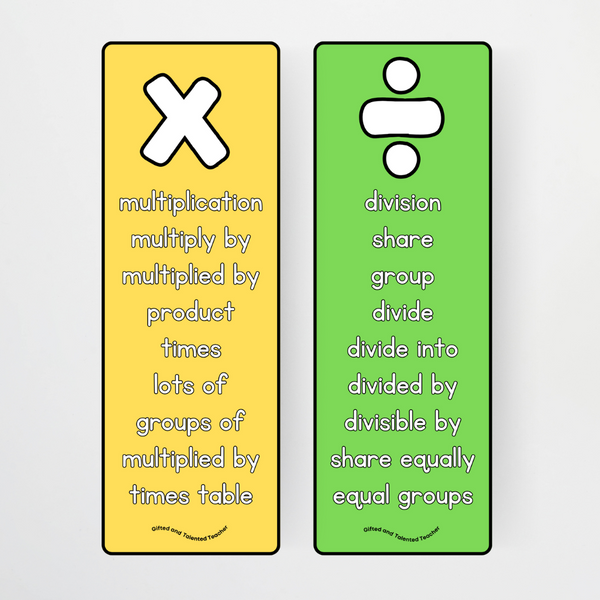 Mathematics Vocabulary Strips - Rainbow Classroom Decor | Gifted and ...