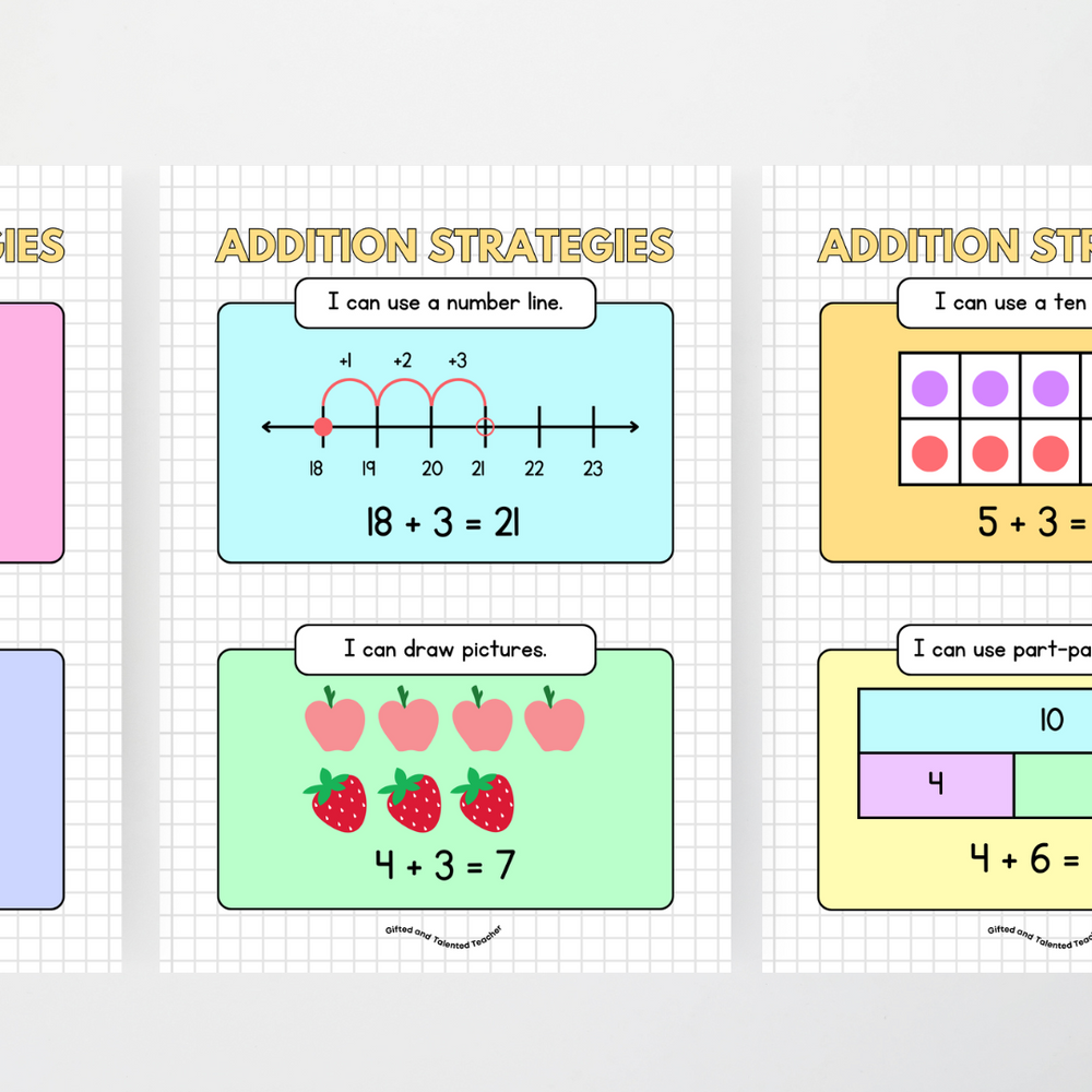 Addition Strategy Posters - Lower Grades | Gifted and Talented Teacher ...