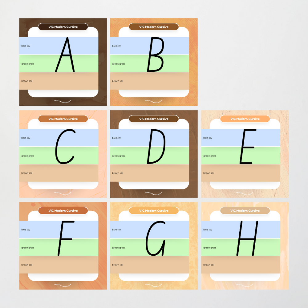 Victorian Modern Cursive Font: Sky, Grass, Soil Handwriting Posters ...