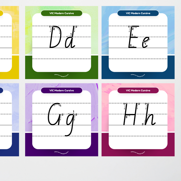 Victorian Modern Cursive Font: Lined Handwriting Posters - Rainbow