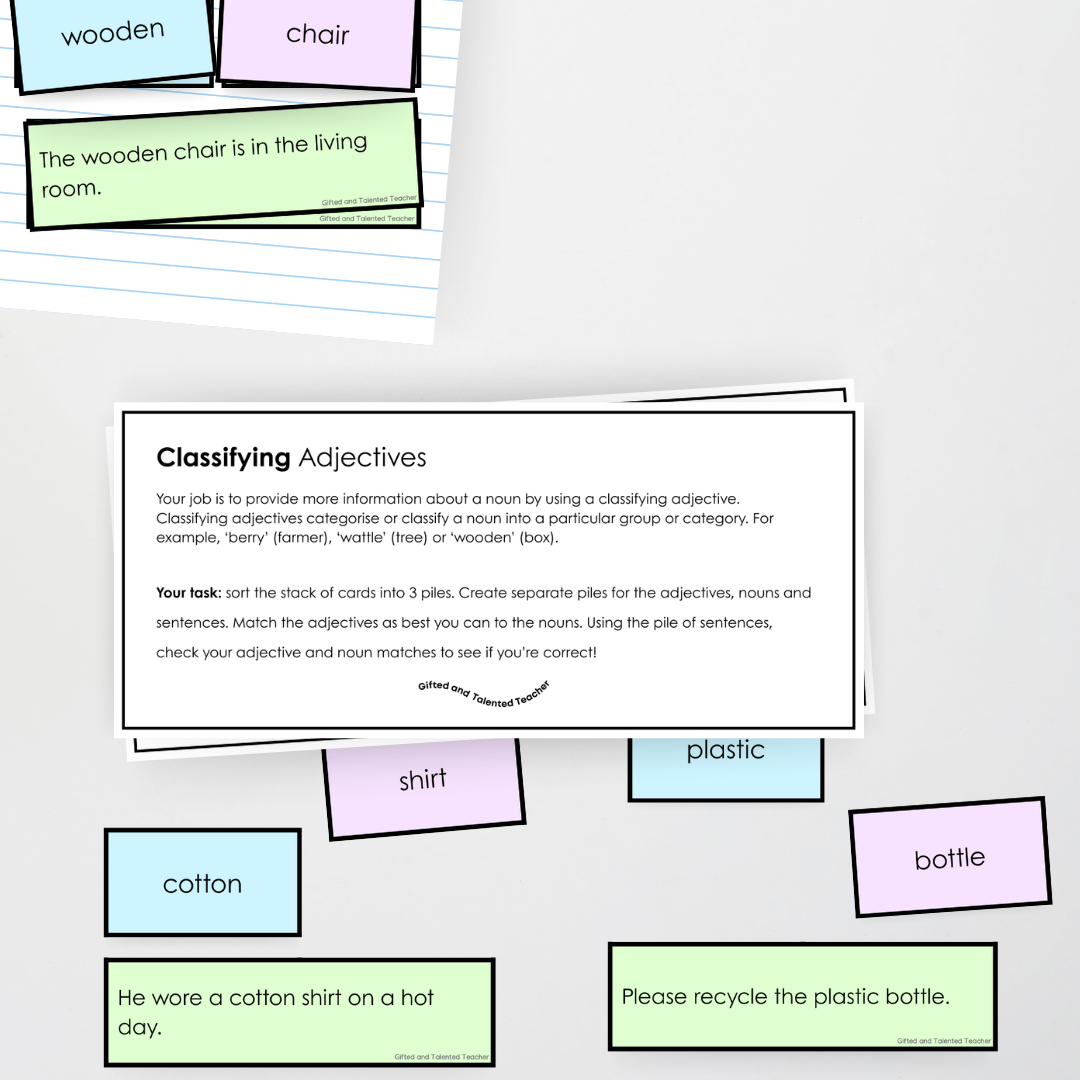 Classifying Adjectives - Differentiated Grammar Activity | Gifted and ...
