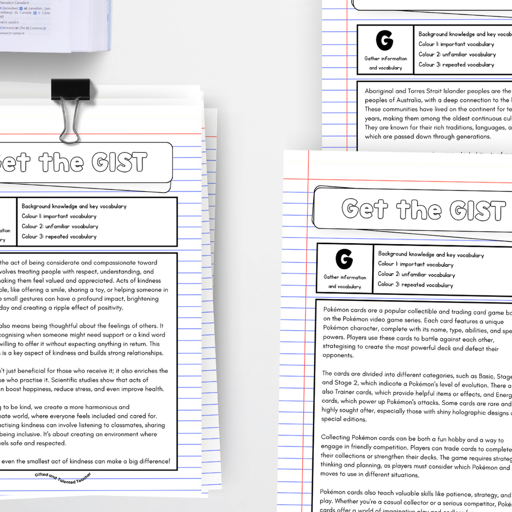 Get the GIST: Finding the Main Idea | GIST Strategy Teacher Resource