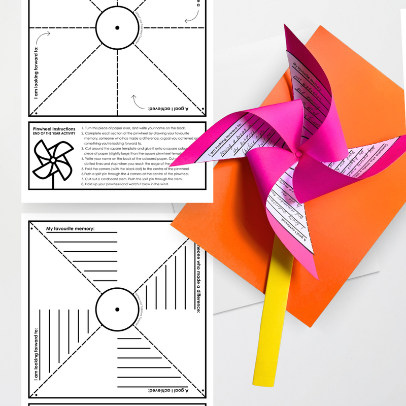 Pinwheel Craft: Reflection Resource - End of Year Activity | Gifted and ...