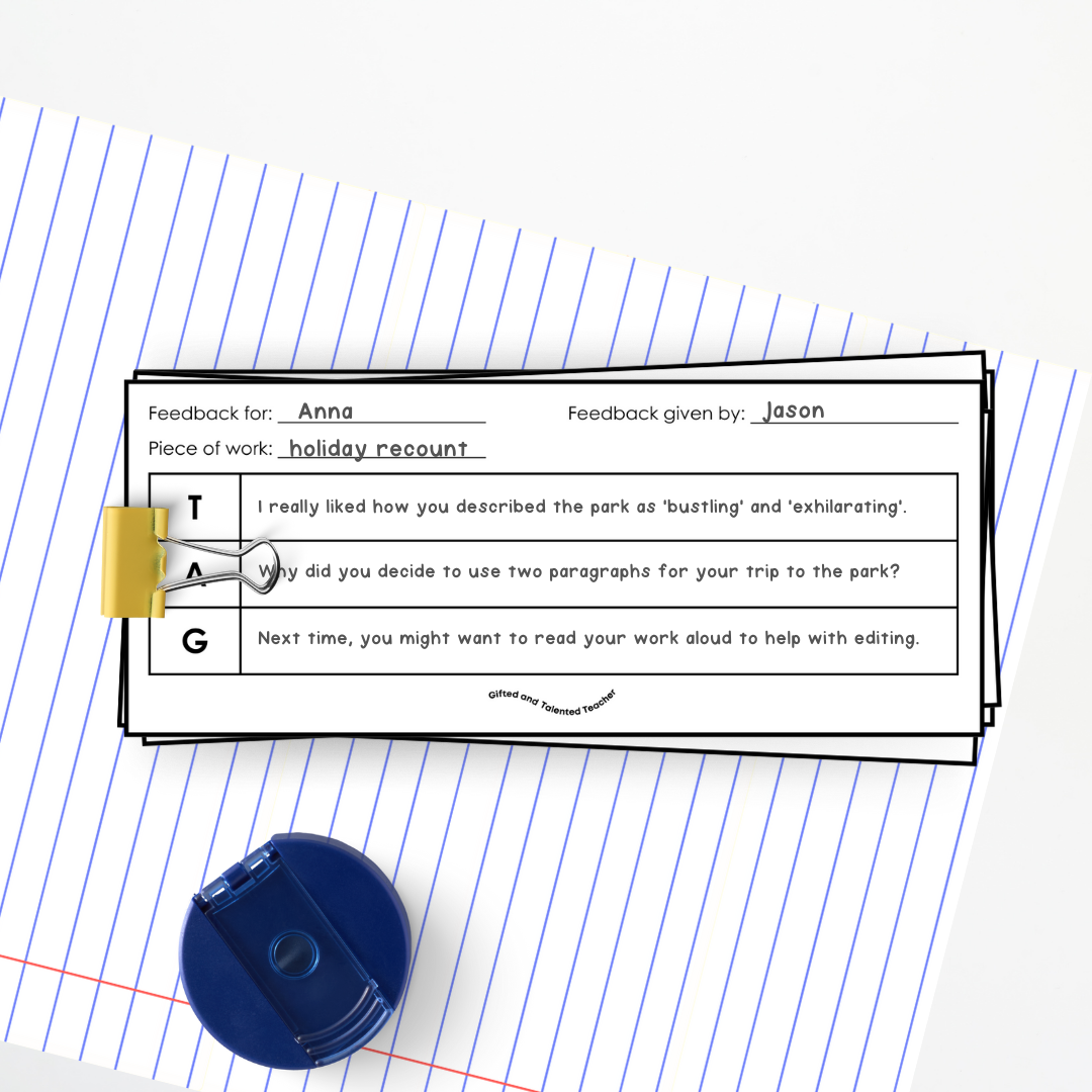 TAG Peer Feedback - Neutral Classroom Decor | Teaching Resources