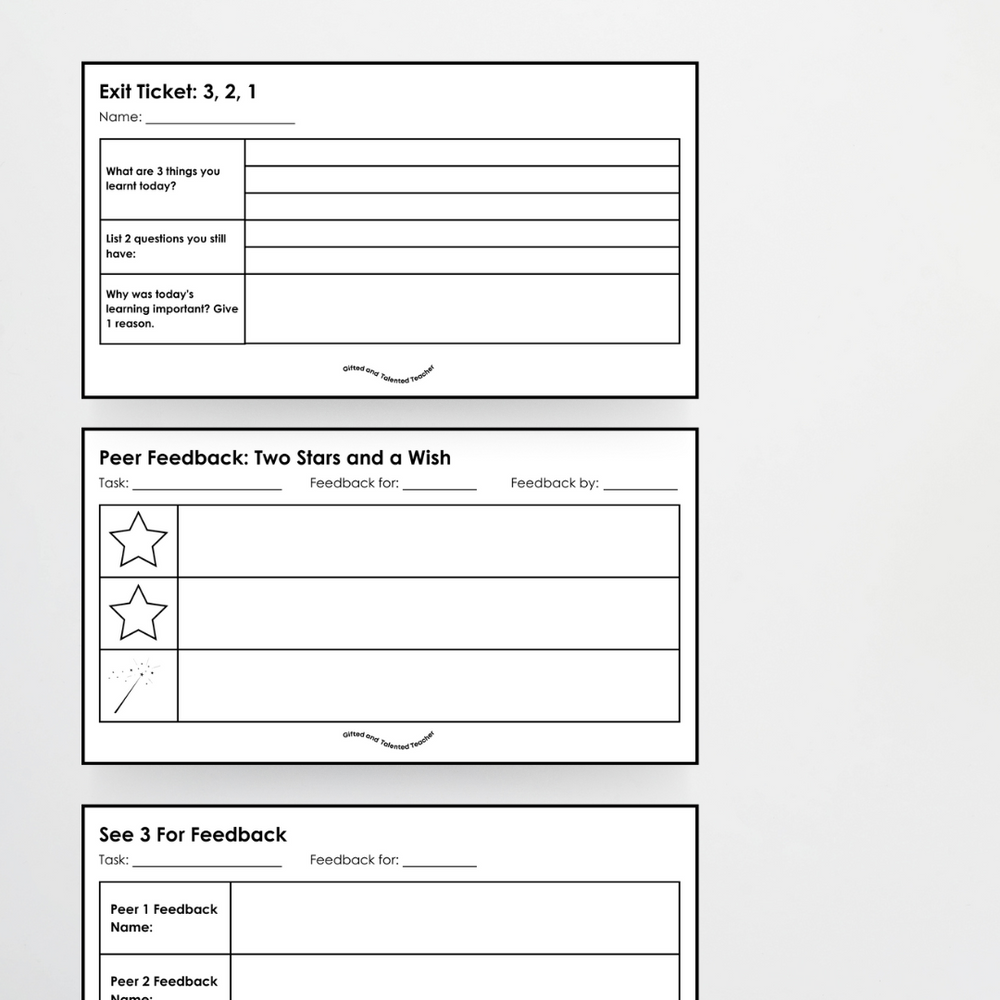 Exit Tickets: Self-Assessment, Peer Assessment and Teacher Assessment ...