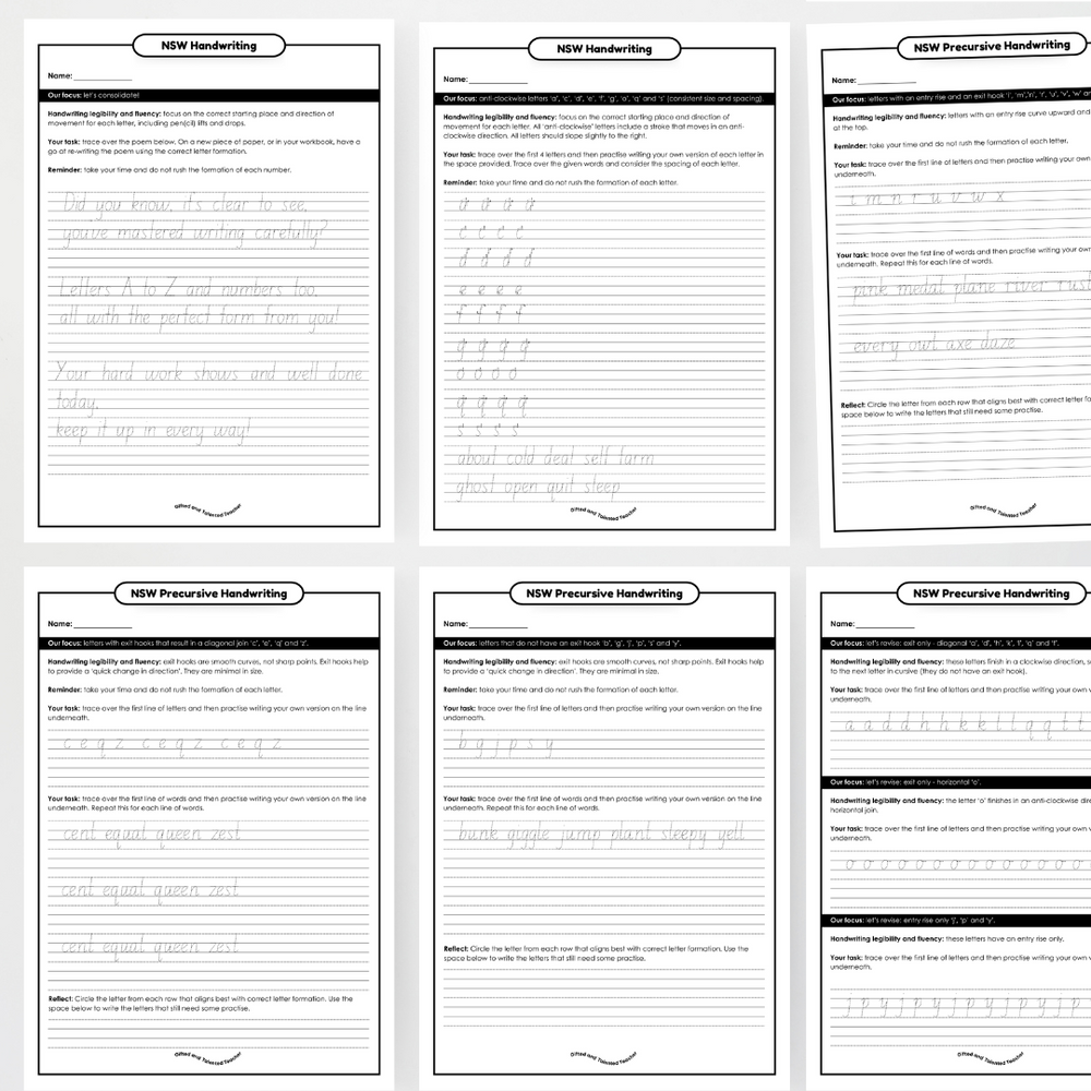 Stage 2 NSW Instructional Sequence Handwriting Activities
