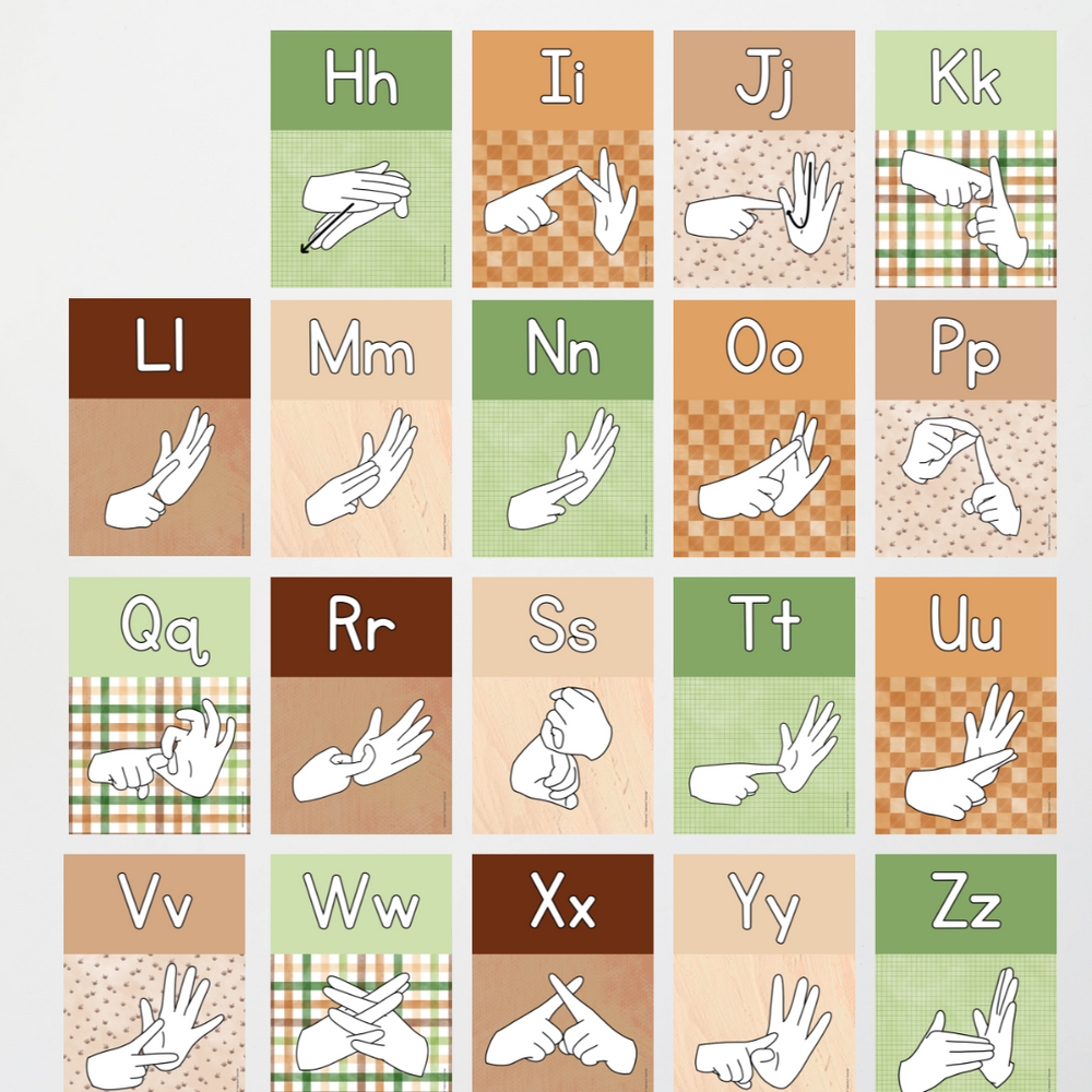 Auslan Alphabet Posters - Woodland Classroom Decor | Gifted and ...