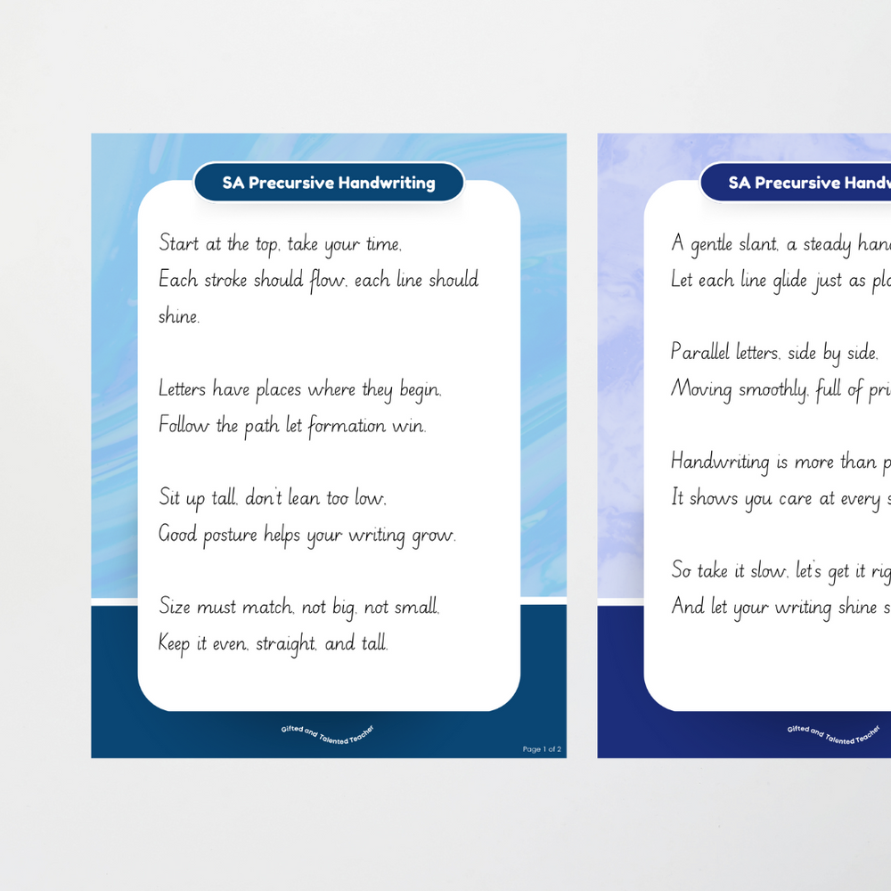 South Australian Precursive Font Handwriting Posters - Rainbow | Gifted ...