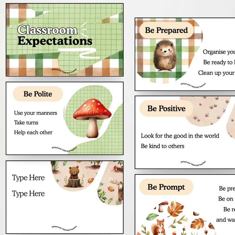 Classroom Expectations - Woodland Classroom Decor | Gifted and Talented ...