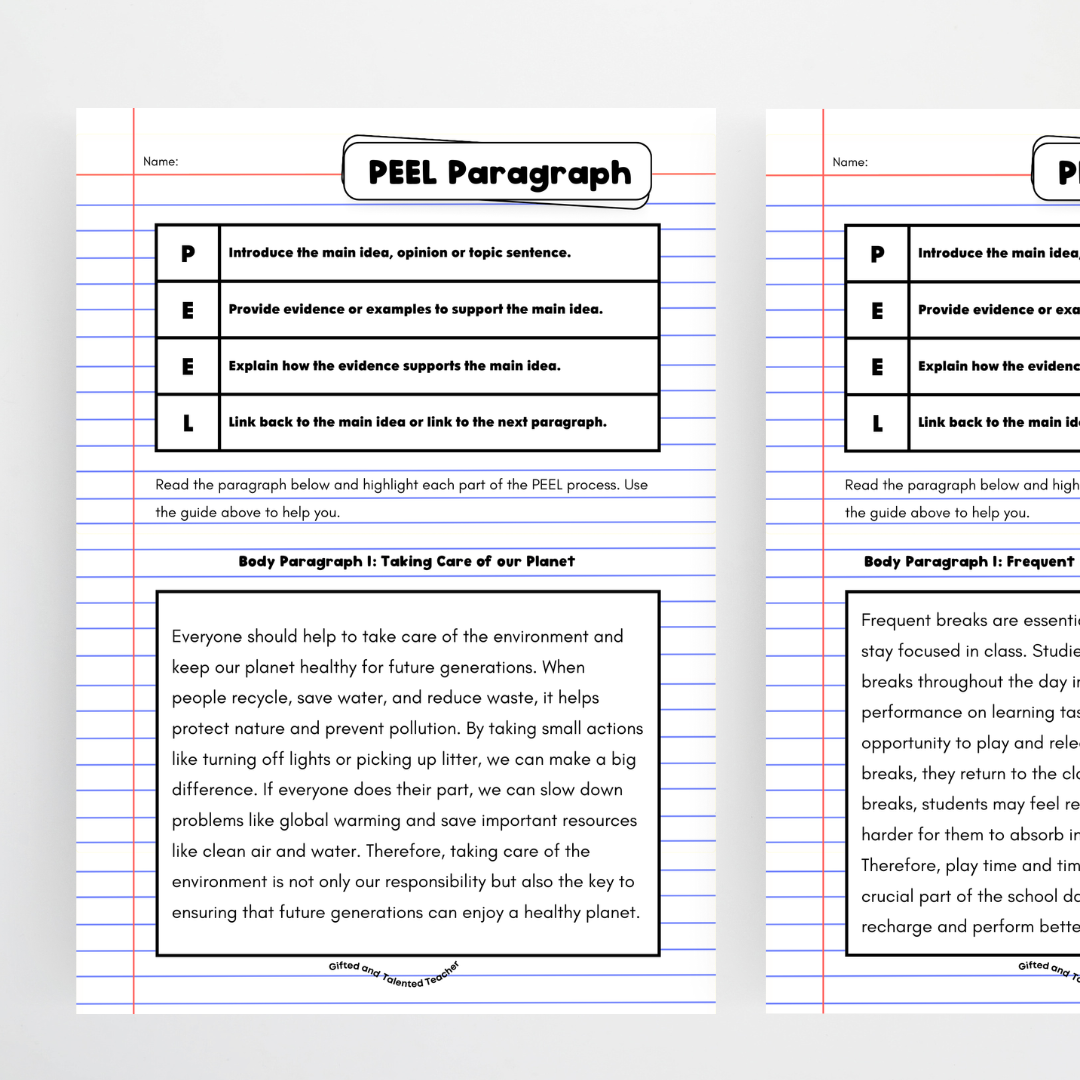 PEEL Paragraph Structure Activity | Persuasive Purposes