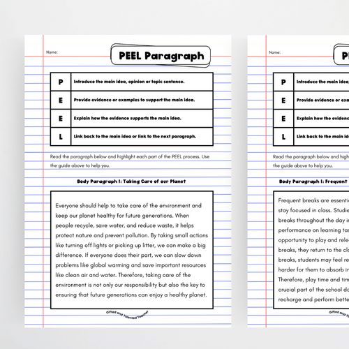 PEEL Paragraph Structure Activity | Persuasive Purposes | Gifted and ...