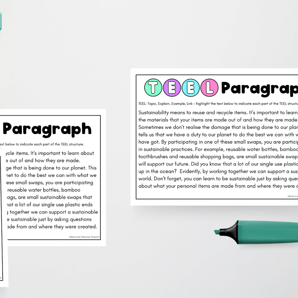 Paragraph Structure - Brights | Gifted and Talented Teacher - Teacher ...