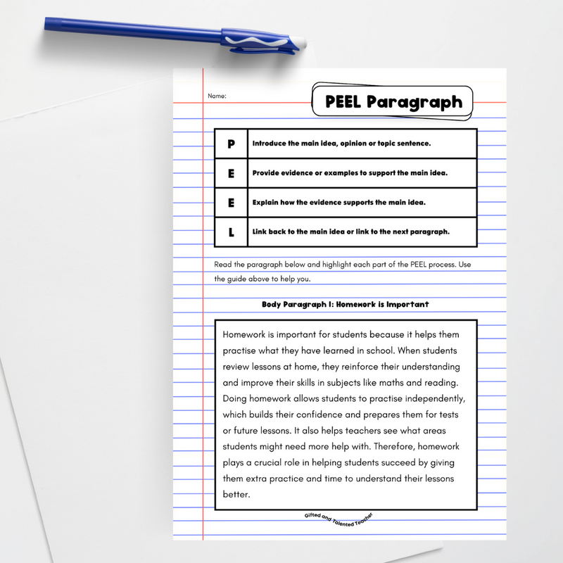 PEEL Paragraph Structure Activity | Persuasive Purposes | Gifted and ...