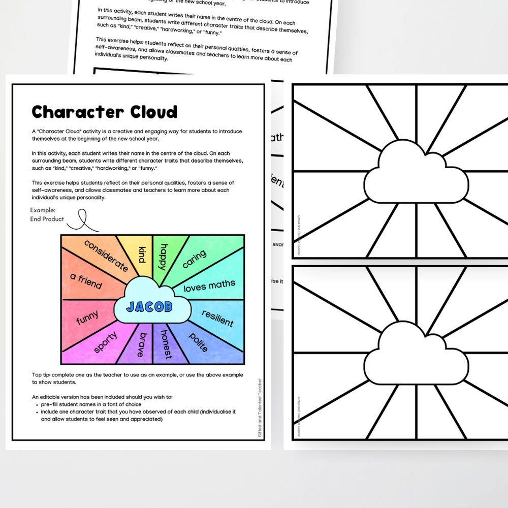 Back to School - All About Me: Character Cloud | Teaching Resources