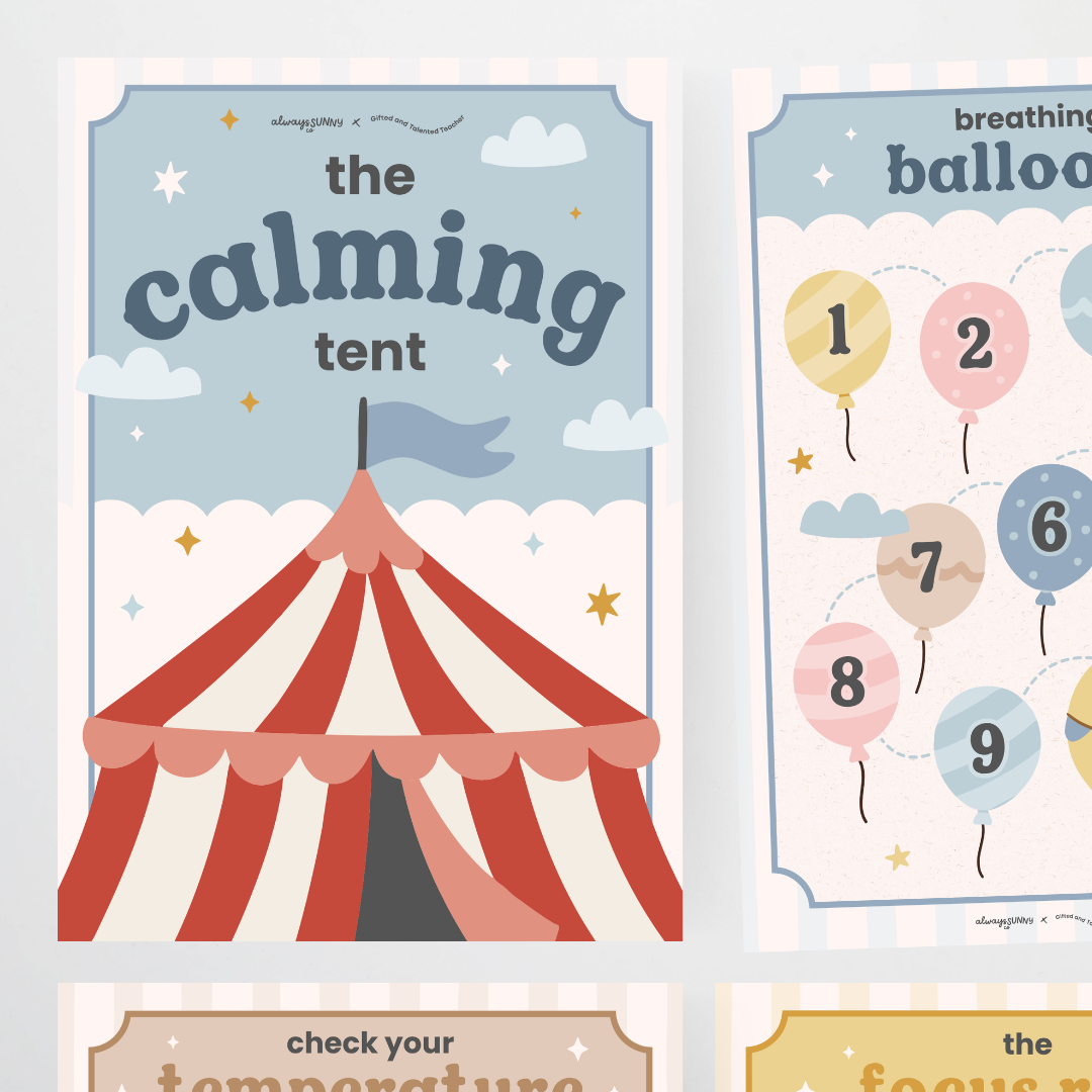 Calm Corner Poster Set - Little Circus Classroom Decor | Gifted and ...