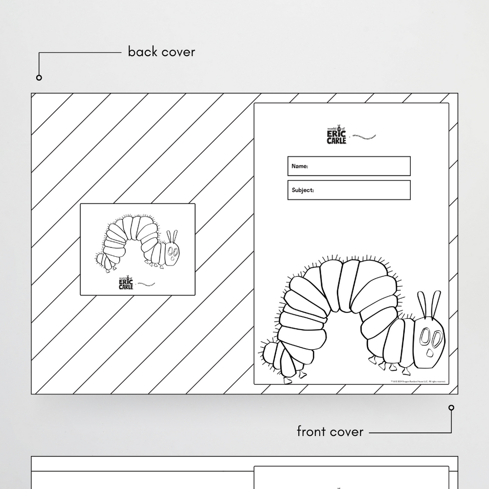 A3 Wrap Around Line Art Book Covers - The Very Hungry Caterpillar ...