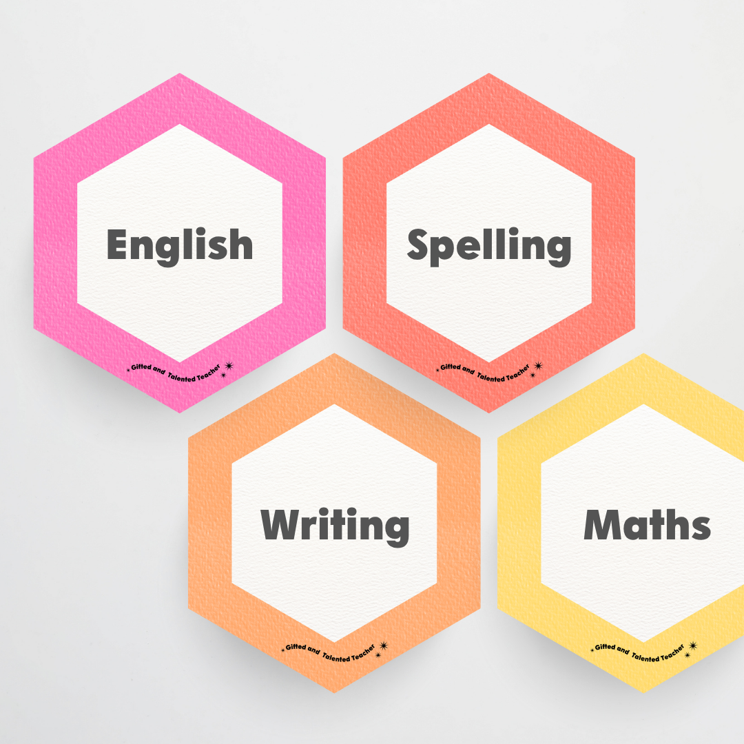 Hexagon Labels - Rainbow Classroom Decor | Printable Teacher Resources