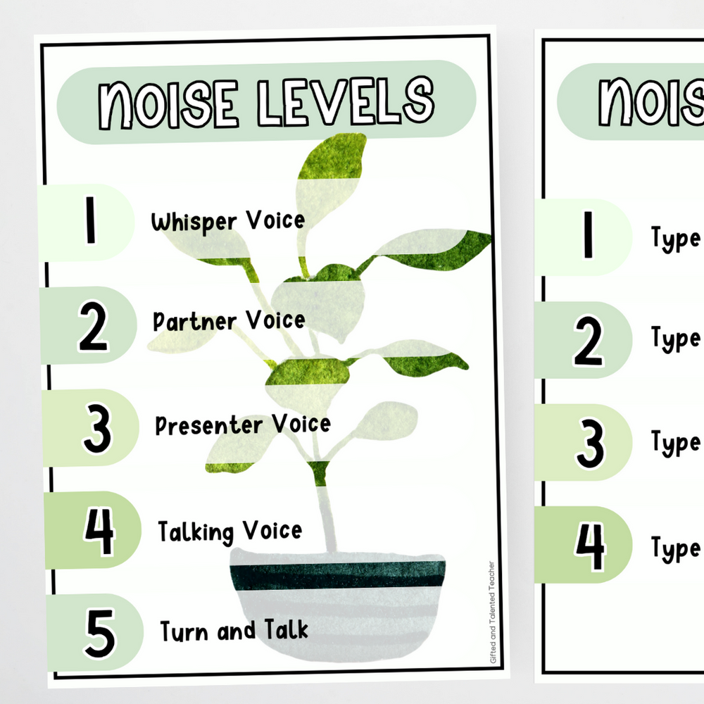 Noise Levels - Boho Botanical Classroom Decor | Gifted and Talented ...
