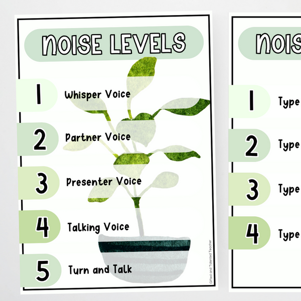 Noise Levels - Boho Botanical Classroom Decor | Gifted and Talented ...