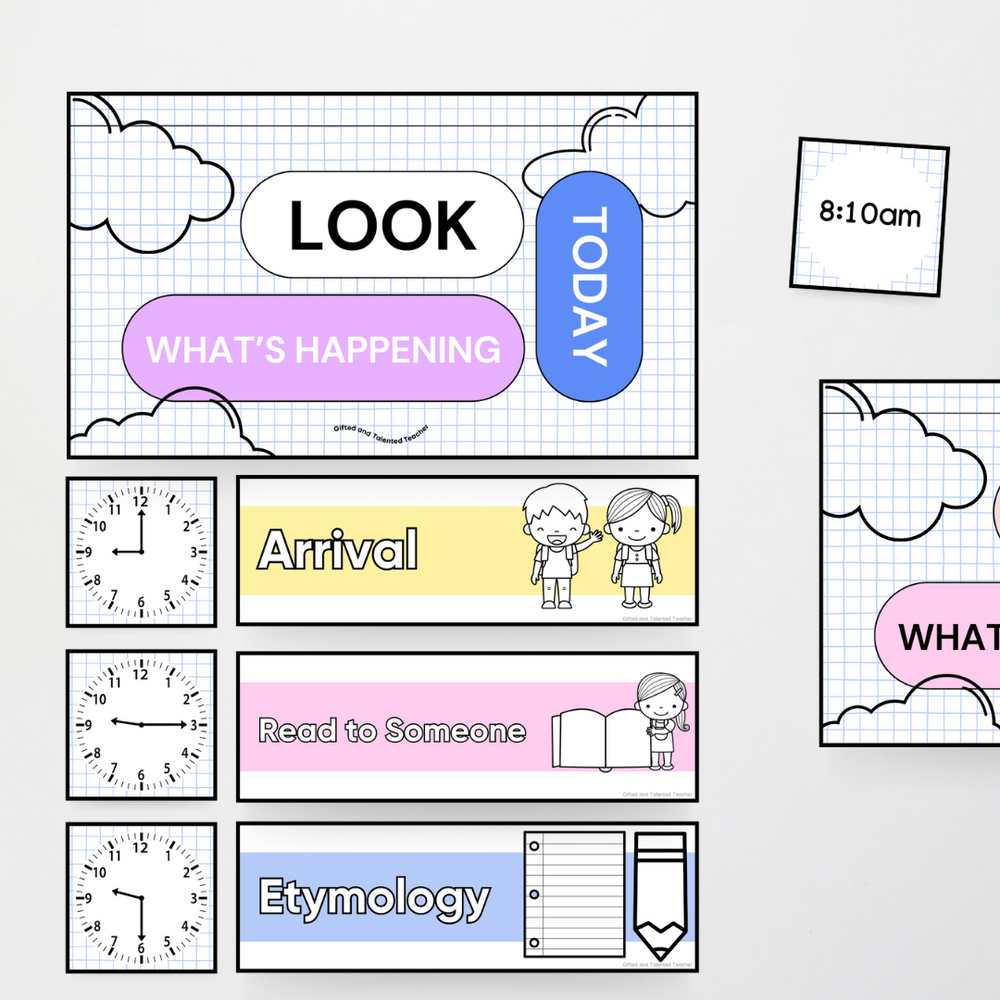 Daily Schedule - School Doodles Classroom Decor | Gifted and Talented ...