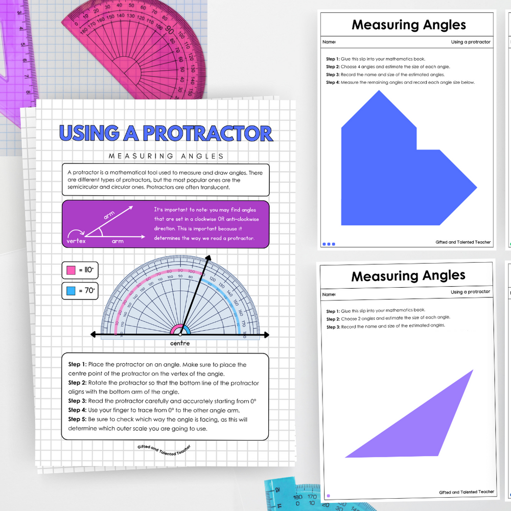 Using a Protractor Bundle | Measurement | Gifted and Talented Teacher ...