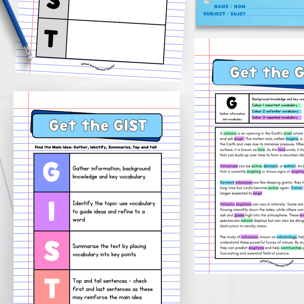 Get the GIST: Finding the Main Idea | Gifted and Talented Teacher ...