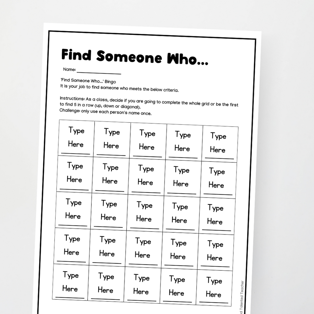 Back to School: Find Someone Who... | Gifted and Talented Teacher ...