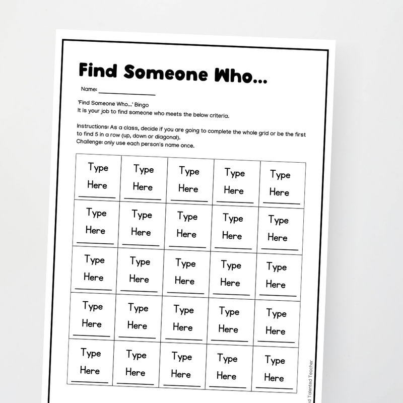 Back to School: Find Someone Who... | Gifted and Talented Teacher ...