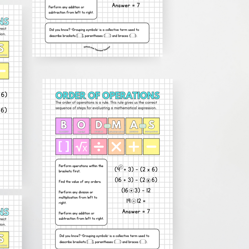 Order of Operations: BODMAS, BIDMAS, PEMDAS & GEMDAS Teacher Resource
