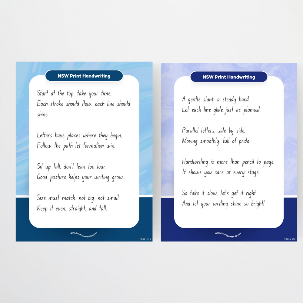 New South Wales Foundation Font Handwriting Posters and Poem - Rainbow ...