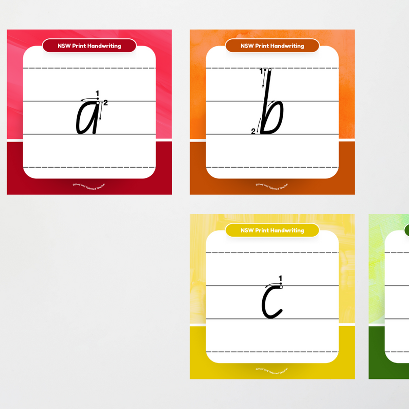 New South Wales Foundation Font: Lined Handwriting Posters - Rainbow