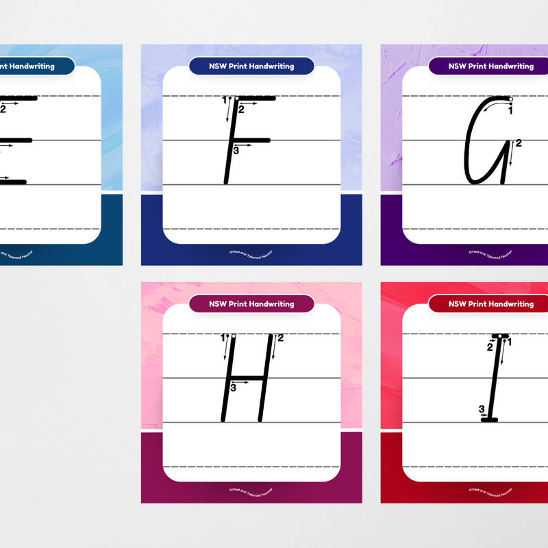 New South Wales Foundation Font: Lined Handwriting Posters - Rainbow
