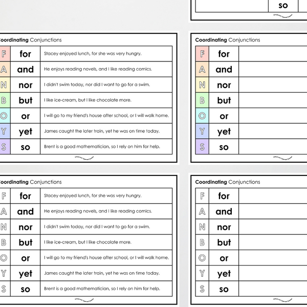 Coordinating Conjunctions: FANBOYS Poster, Bookmark and Activity ...