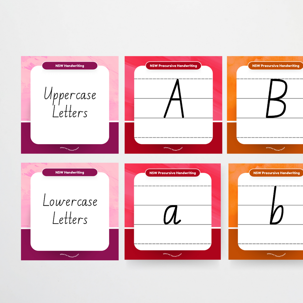 New South Wales Precursive Font: Lined Handwriting Posters - Rainbow ...
