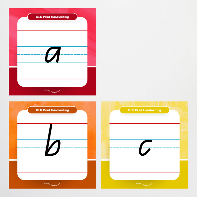 Queensland Beginner Font: Lined Handwriting Posters - Rainbow | Gifted ...