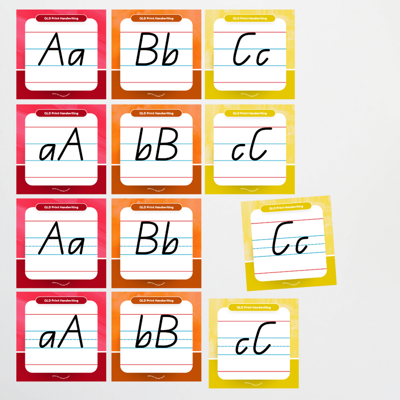 Queensland Beginner Font: Lined Handwriting Posters - Rainbow