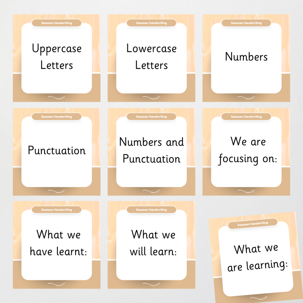 Sassoon Font: Sky, Grass, Soil Handwriting Posters - Neutral | Gifted ...