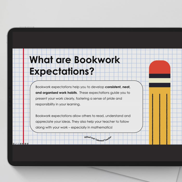 Back to School - Bookwork Expectations Slides | Gifted and Talented ...