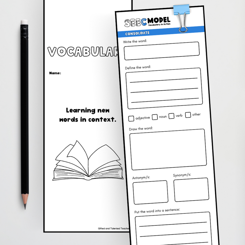 SEEC Model Activities | Vocabulary | Gifted and Talented Teacher ...