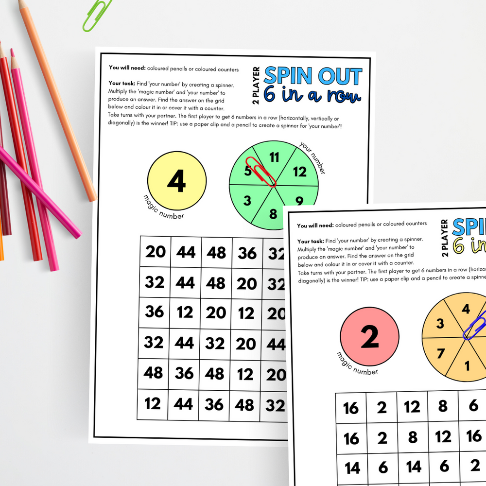 Spin Out: 6 in a Row | Maths Teacher Activities & Resources