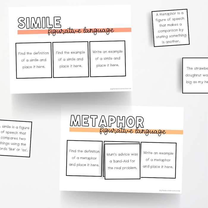 Figurative Language: Matching Game | Gifted and Talented Teacher ...