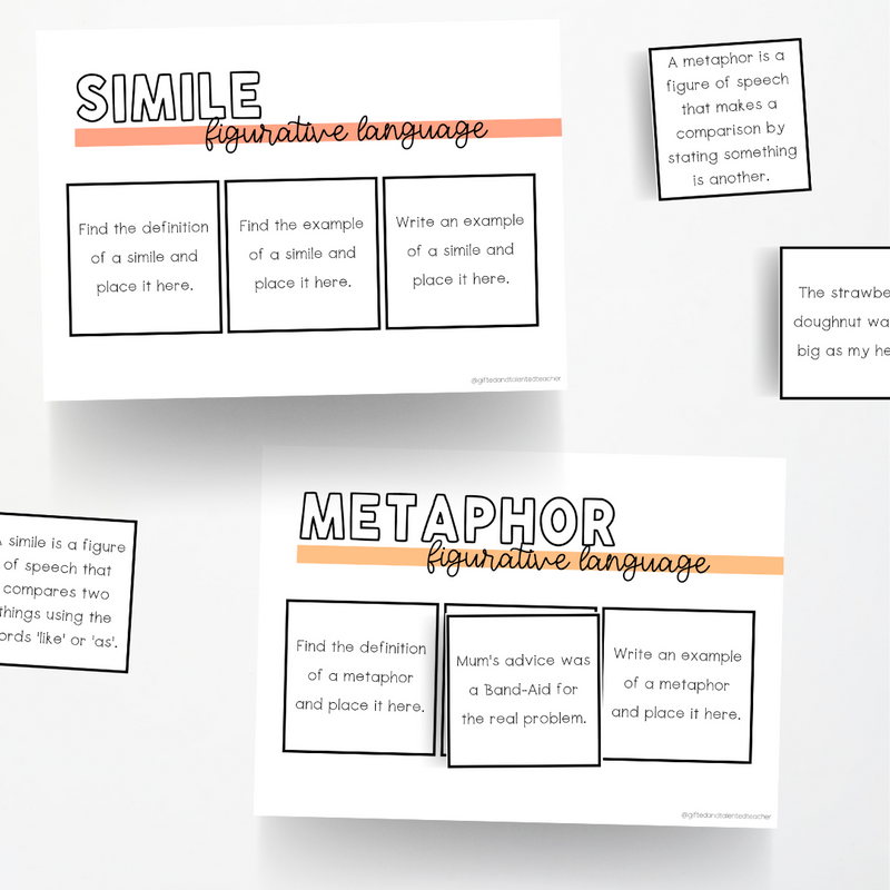 Figurative Language: Matching Game | Gifted and Talented Teacher ...