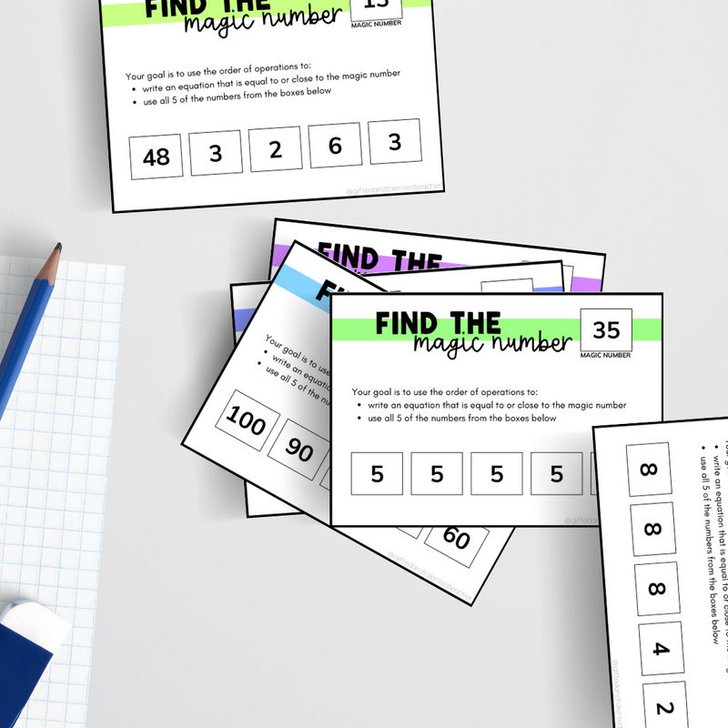 Magic Number Task Cards - Order of Operations | Gifted and Talented ...