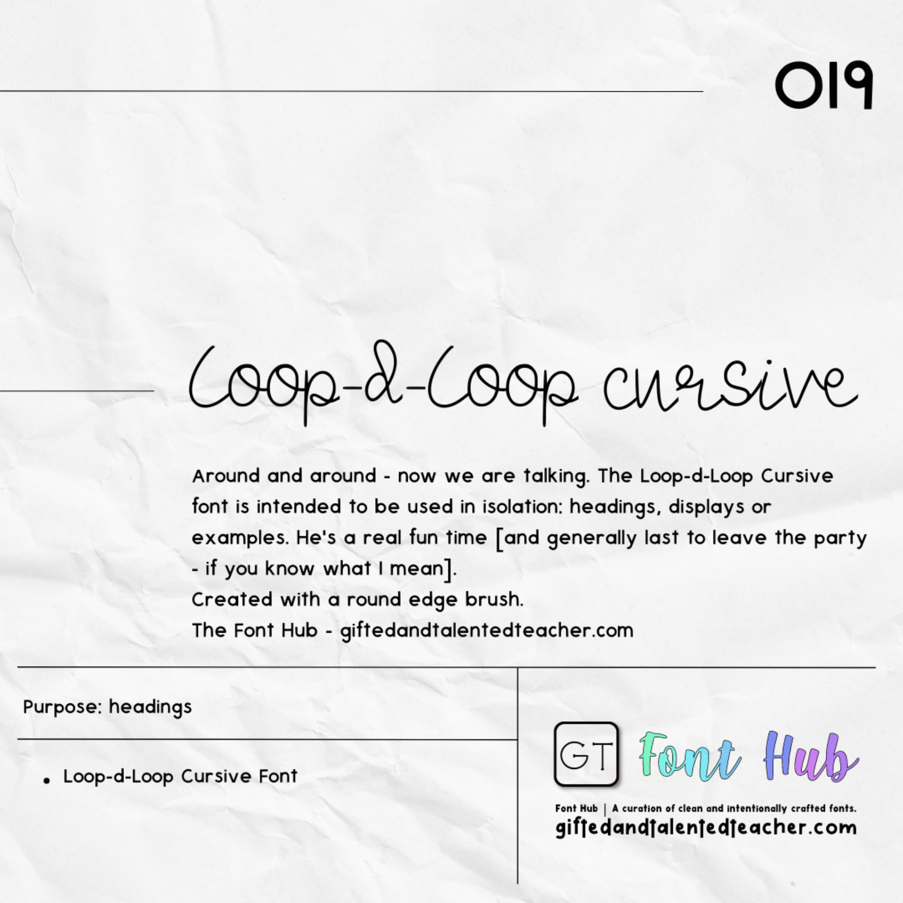 Loop-d-Loop Cursive - GT Font | Gifted and Talented Teacher - Teacher ...