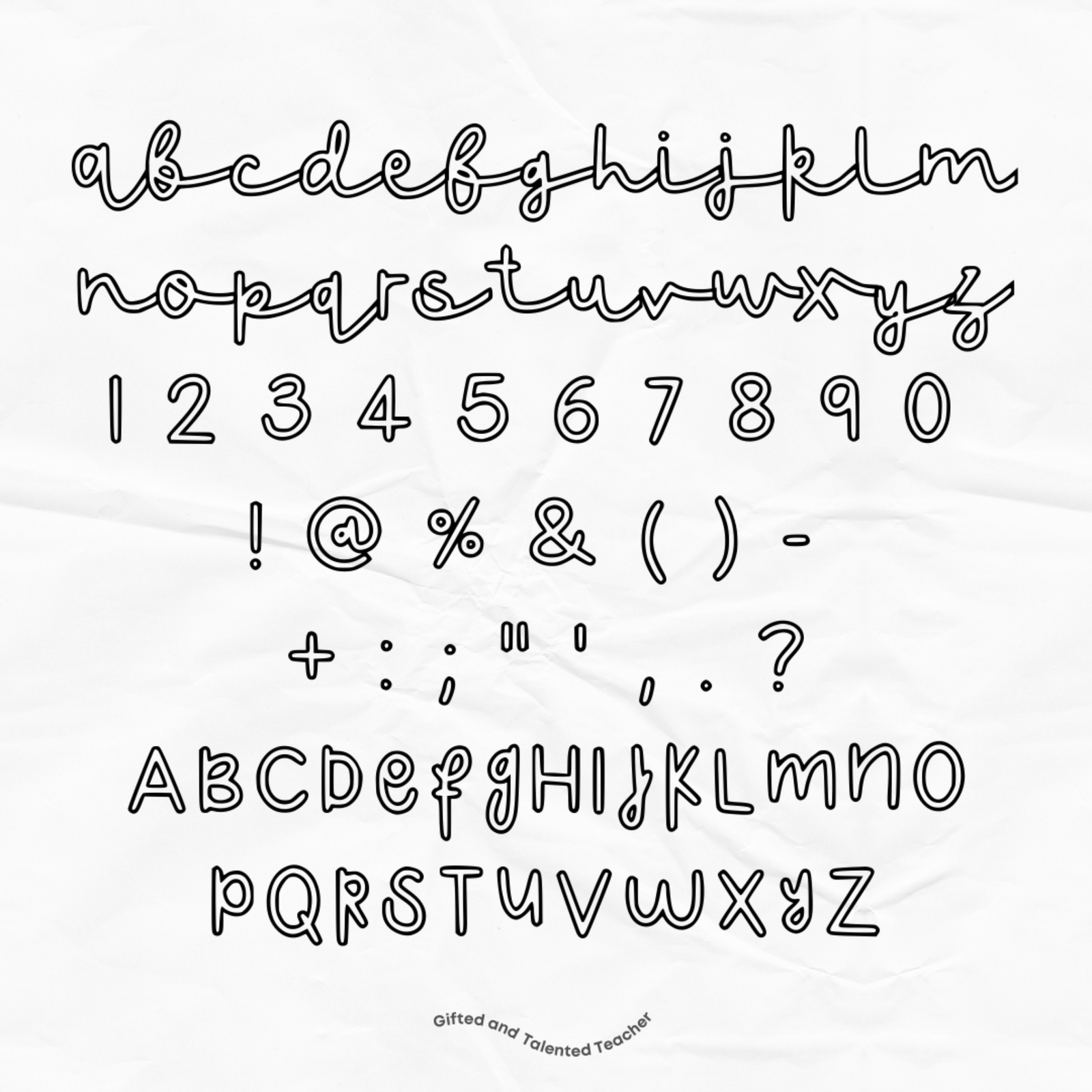 Squiggle Cursive Outline - GT Font | Gifted and Talented Teacher ...