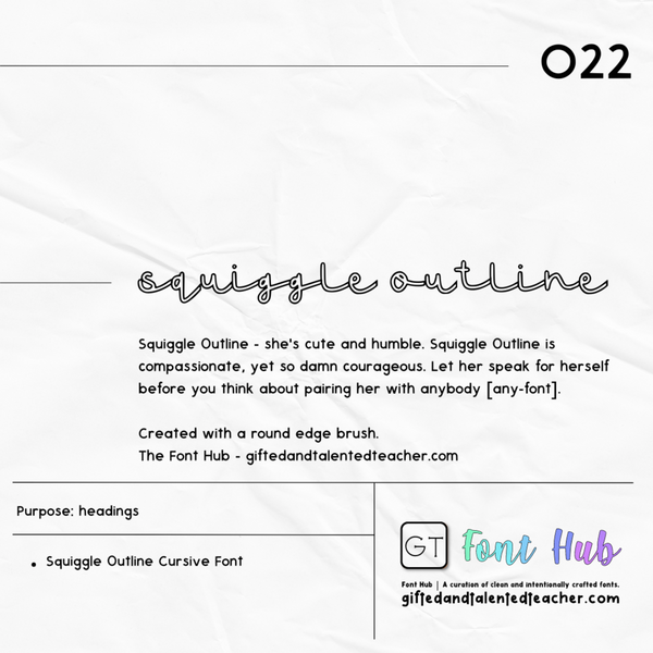 Squiggle Cursive Outline - GT Font | Gifted and Talented Teacher ...
