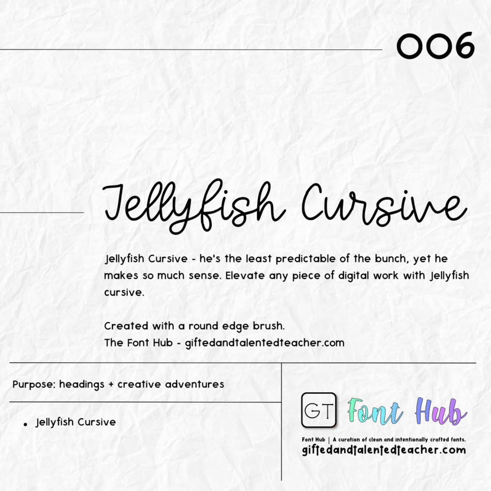 Jellyfish Cursive - GT Fonts | Gifted and Talented Teacher - Teacher ...