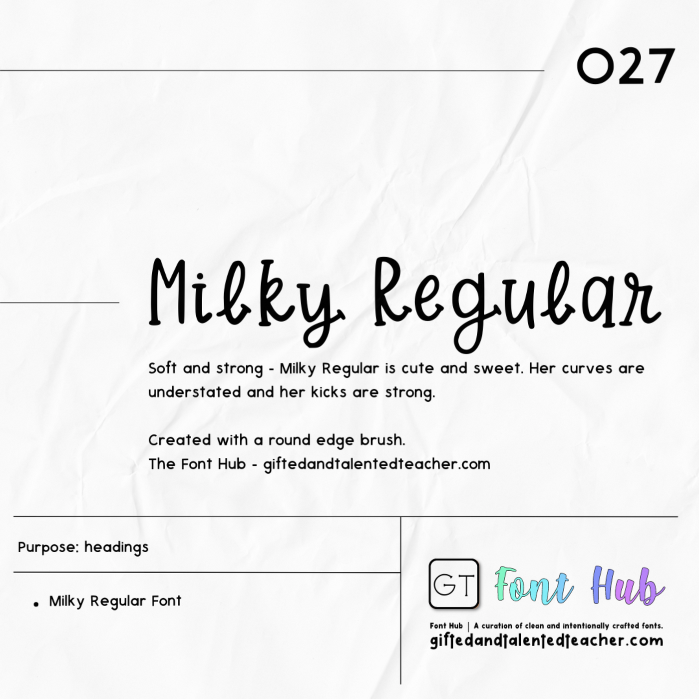 Milky Regular - GT Font | Gifted and Talented Teacher - Teacher ...